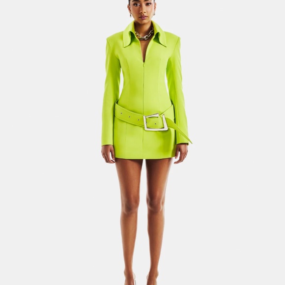 Hanifa | Dresses | Hanifa Lime Green Belted Mini Dress | Poshmark